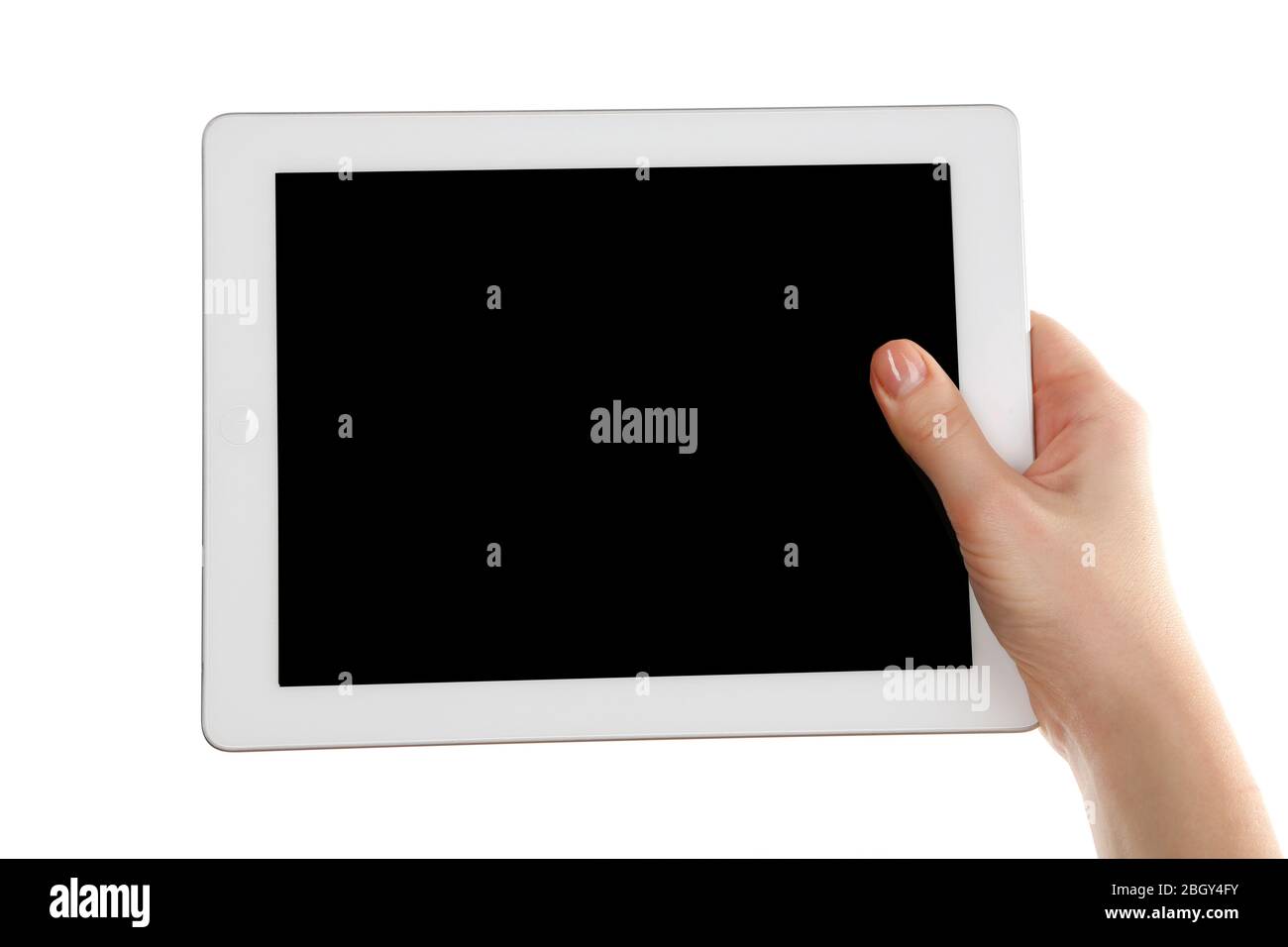Hand tablet pc typing Cut Out Stock Images & Pictures - Alamy