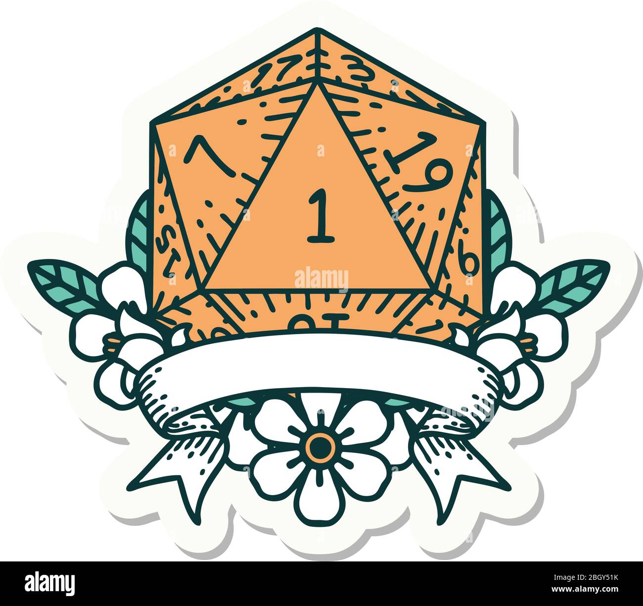 sticker of a natural one d20 dice roll Stock Vector Image & Art - Alamy