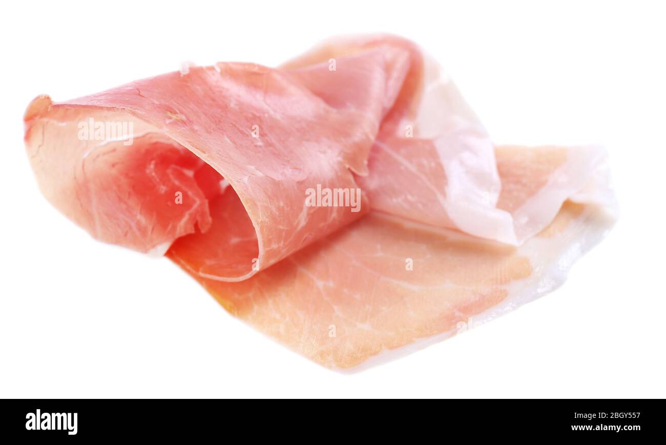 Sliced of jamon isolated on white background Stock Photo - Alamy