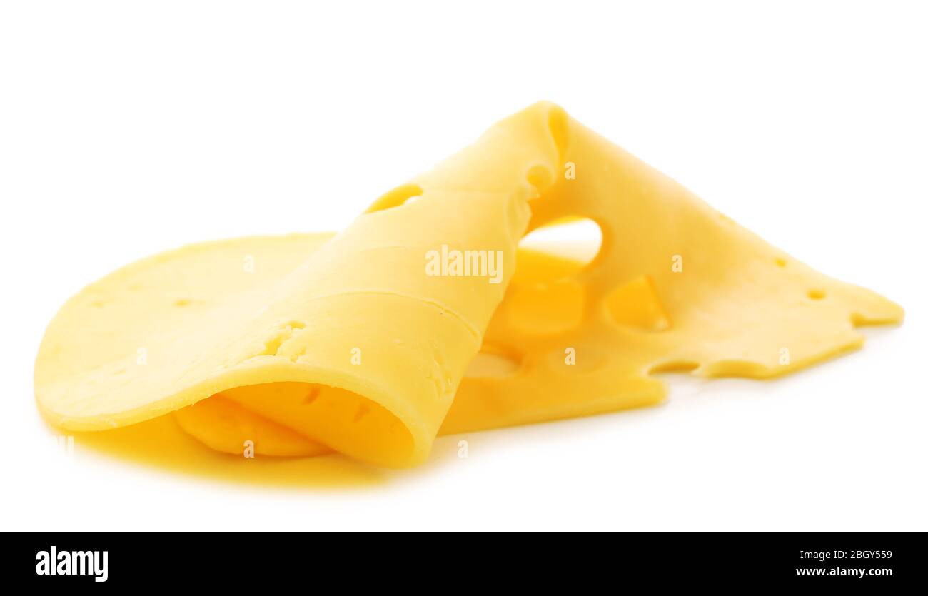 Sliced cheese isolated on white background Stock Photo - Alamy