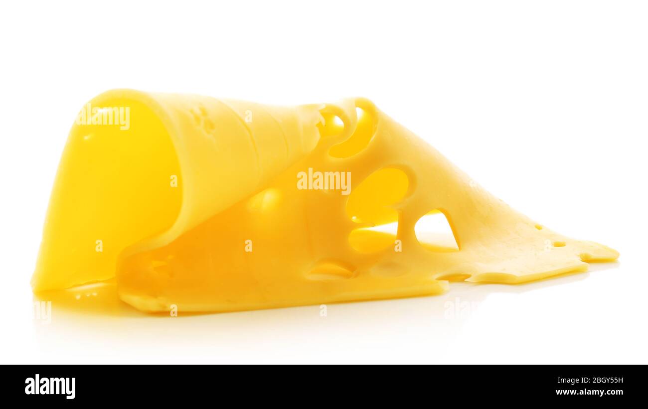 Sliced cheese isolated on white background Stock Photo - Alamy