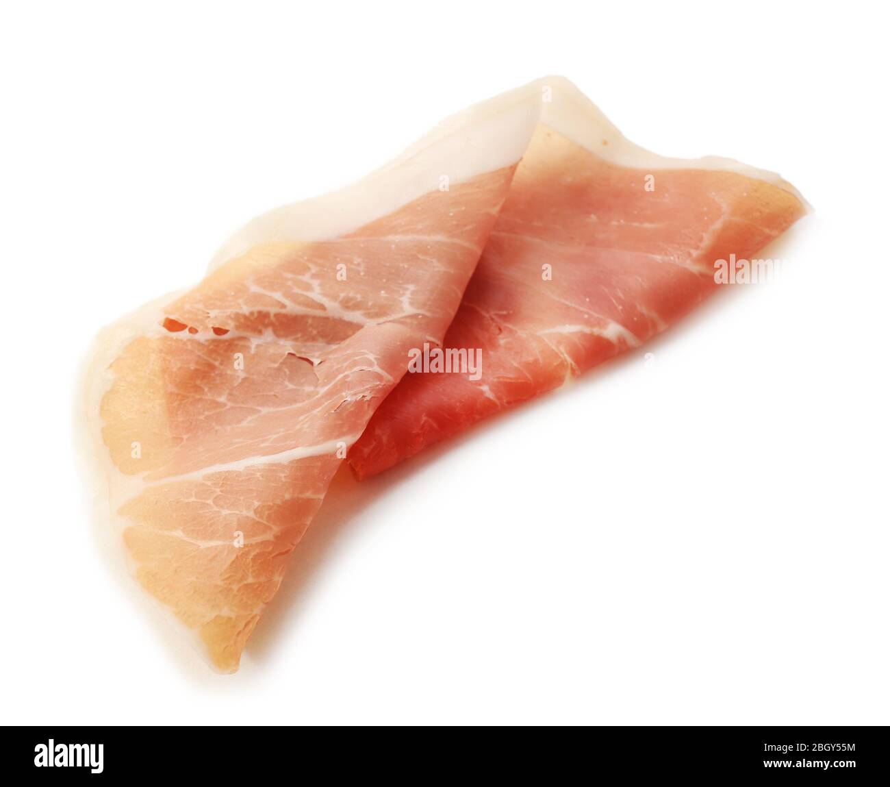 Sliced of jamon isolated on white background Stock Photo - Alamy