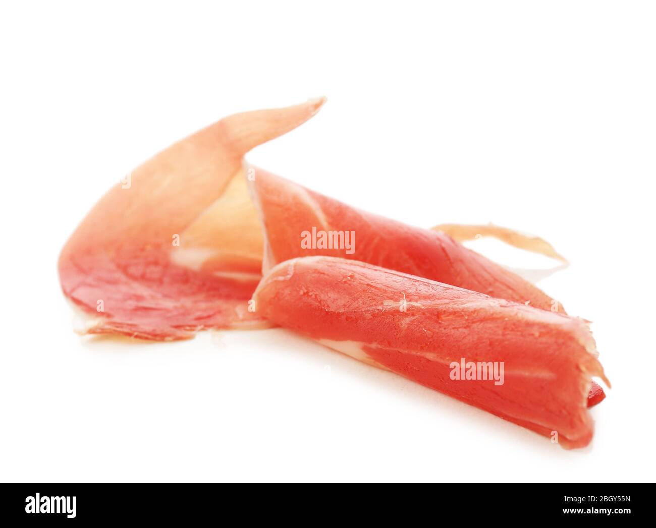 Sliced of jamon isolated on white background Stock Photo - Alamy