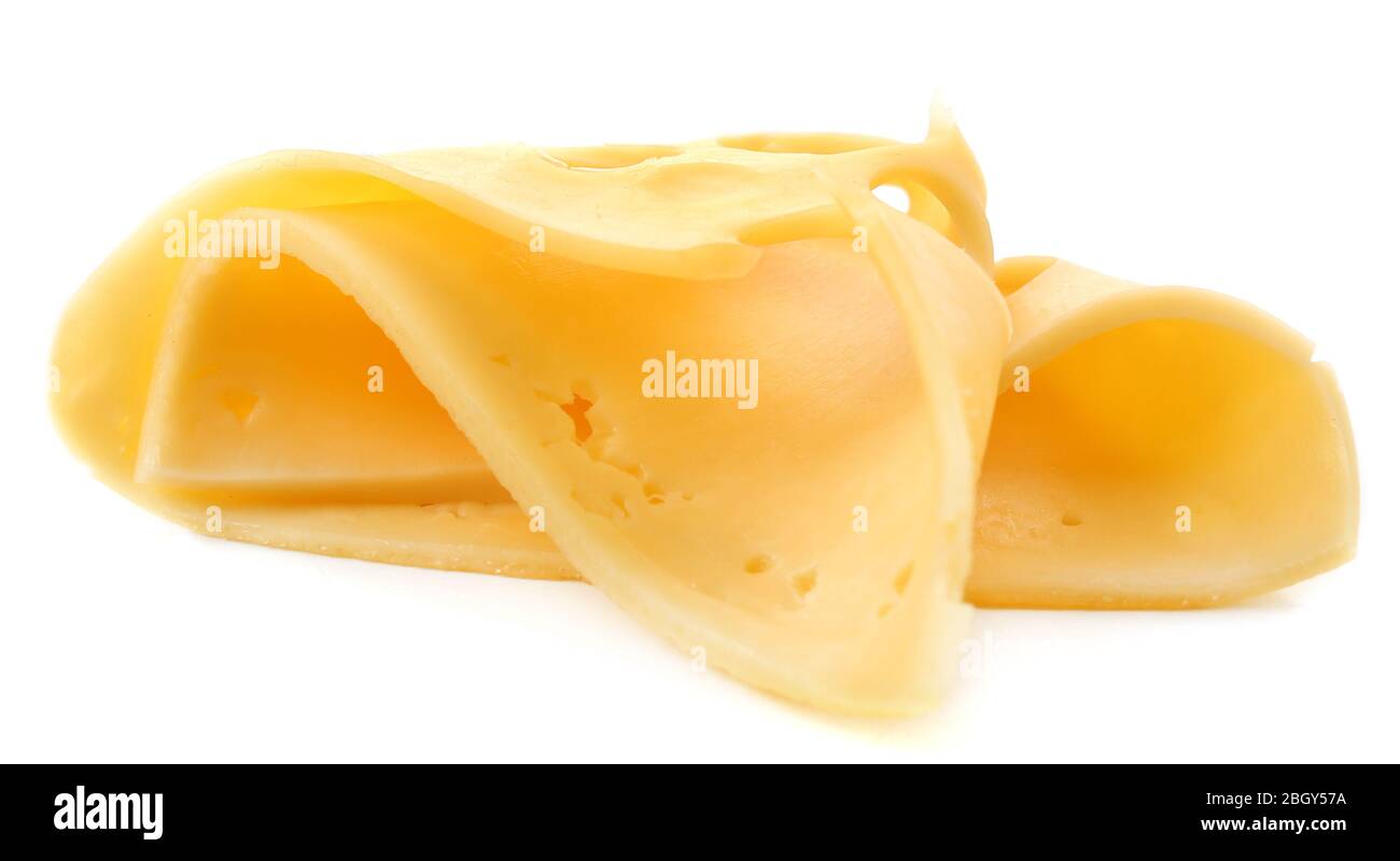 Sliced cheese isolated on white background Stock Photo - Alamy