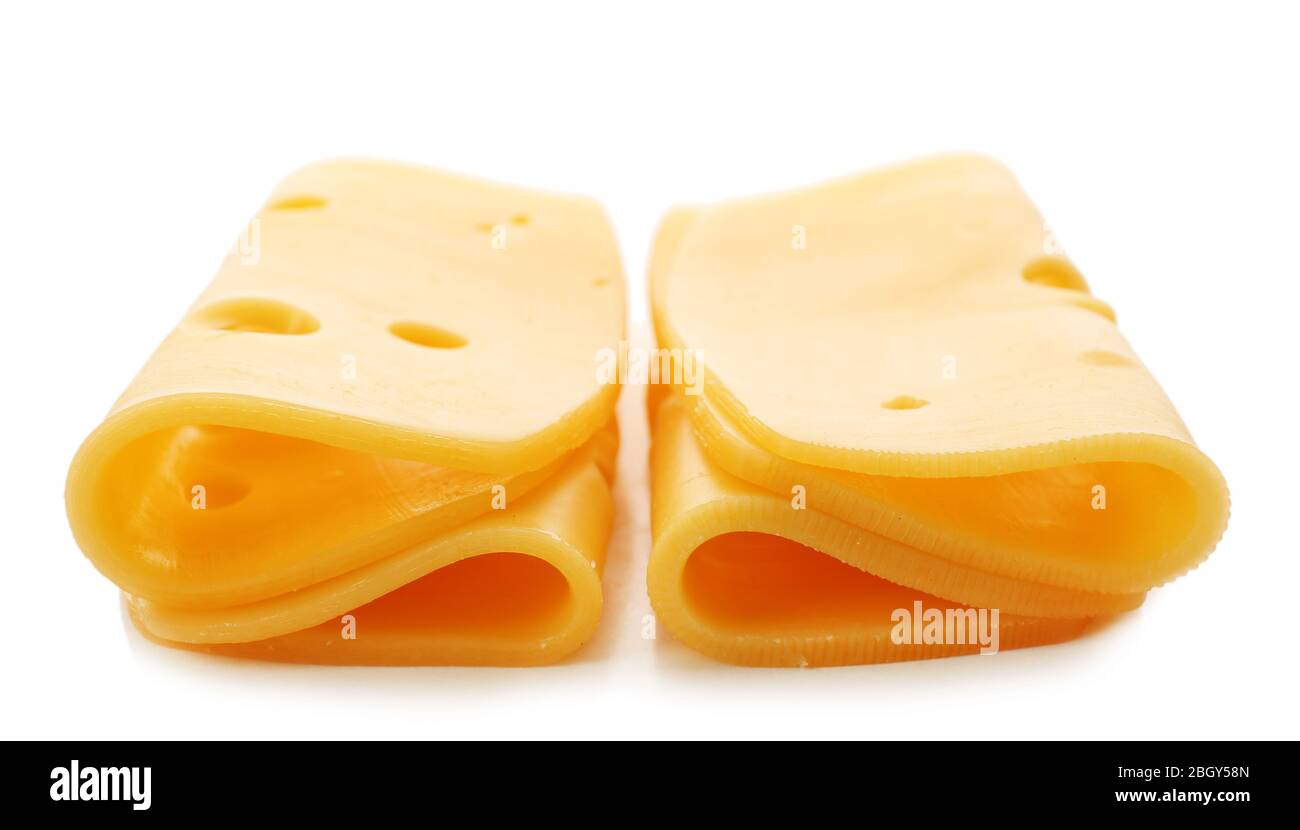 Sliced cheese isolated on white background Stock Photo - Alamy