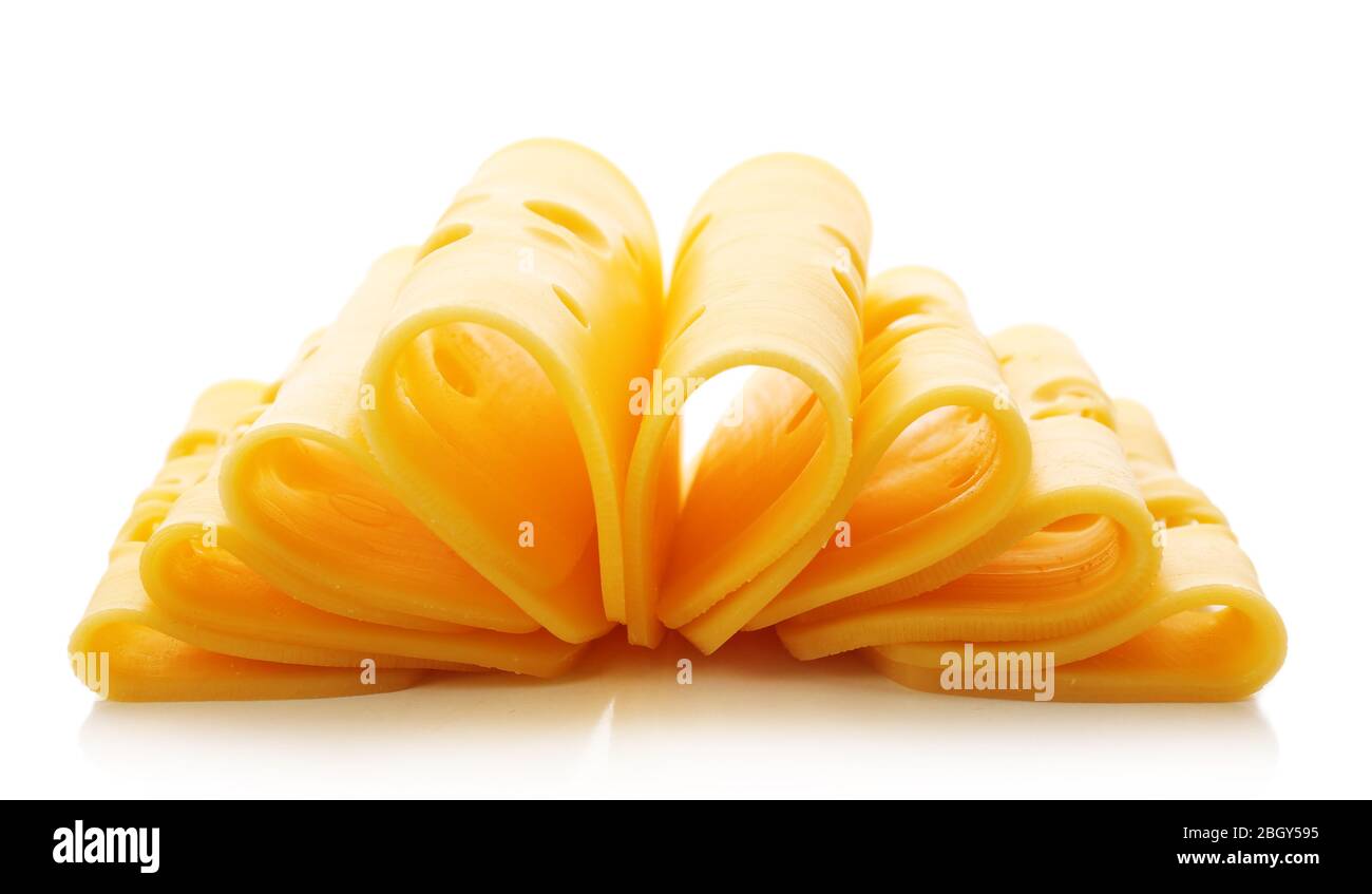 Sliced cheese isolated on white background Stock Photo - Alamy