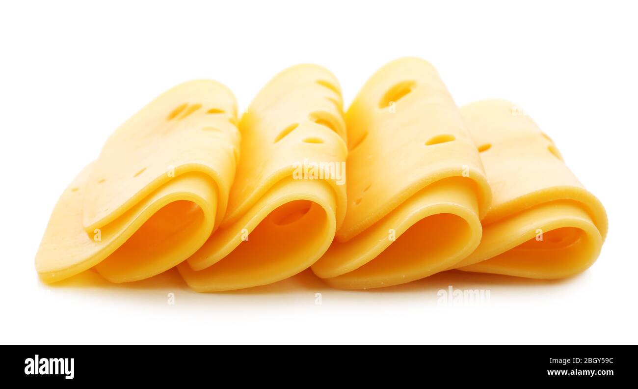 Sliced cheese isolated on white background Stock Photo - Alamy