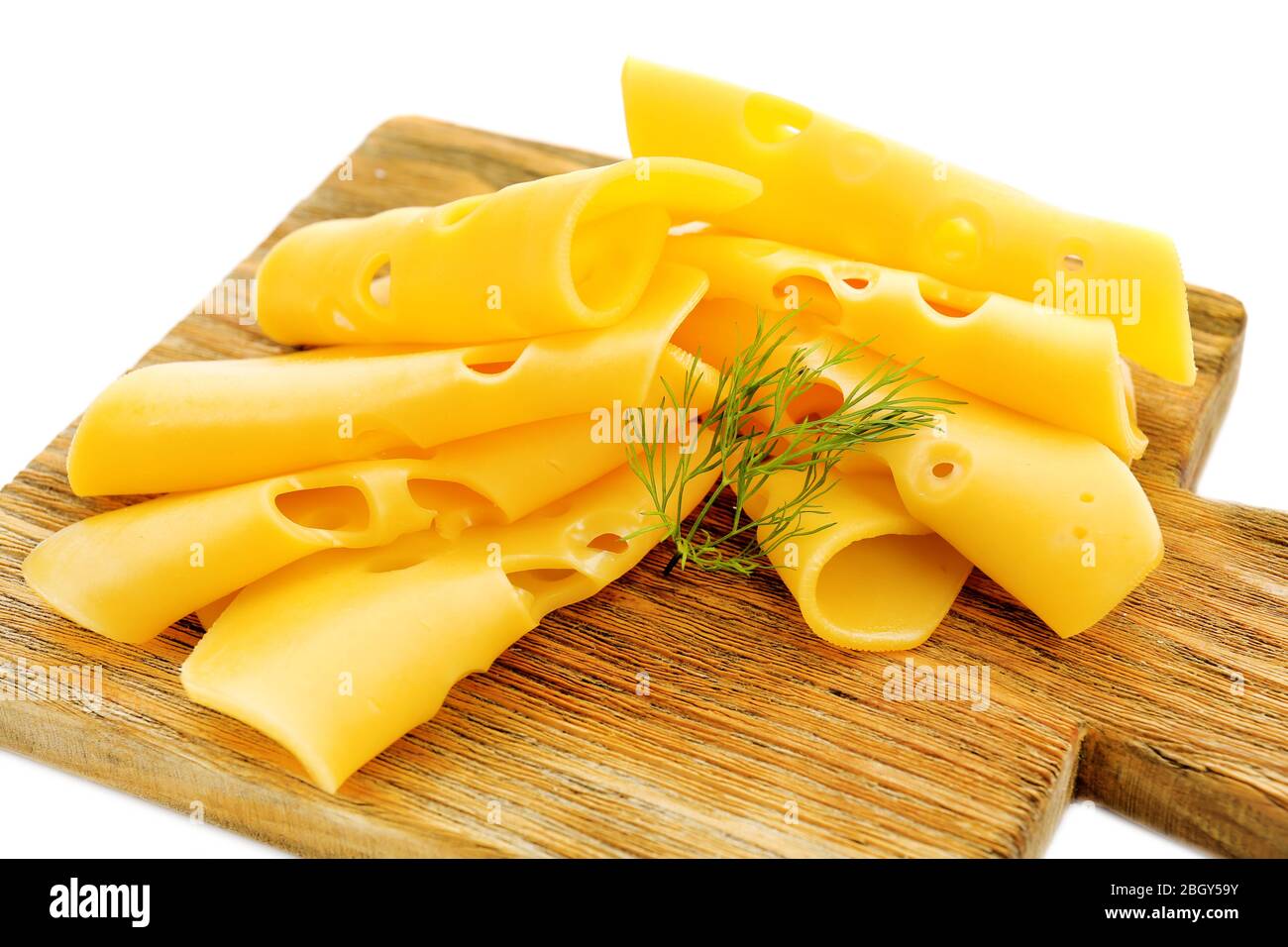 Sliced cheese isolated on white background Stock Photo - Alamy