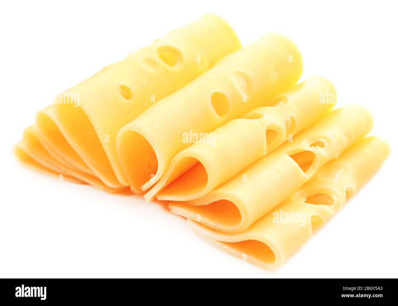 Sliced cheese isolated on white background Stock Photo - Alamy