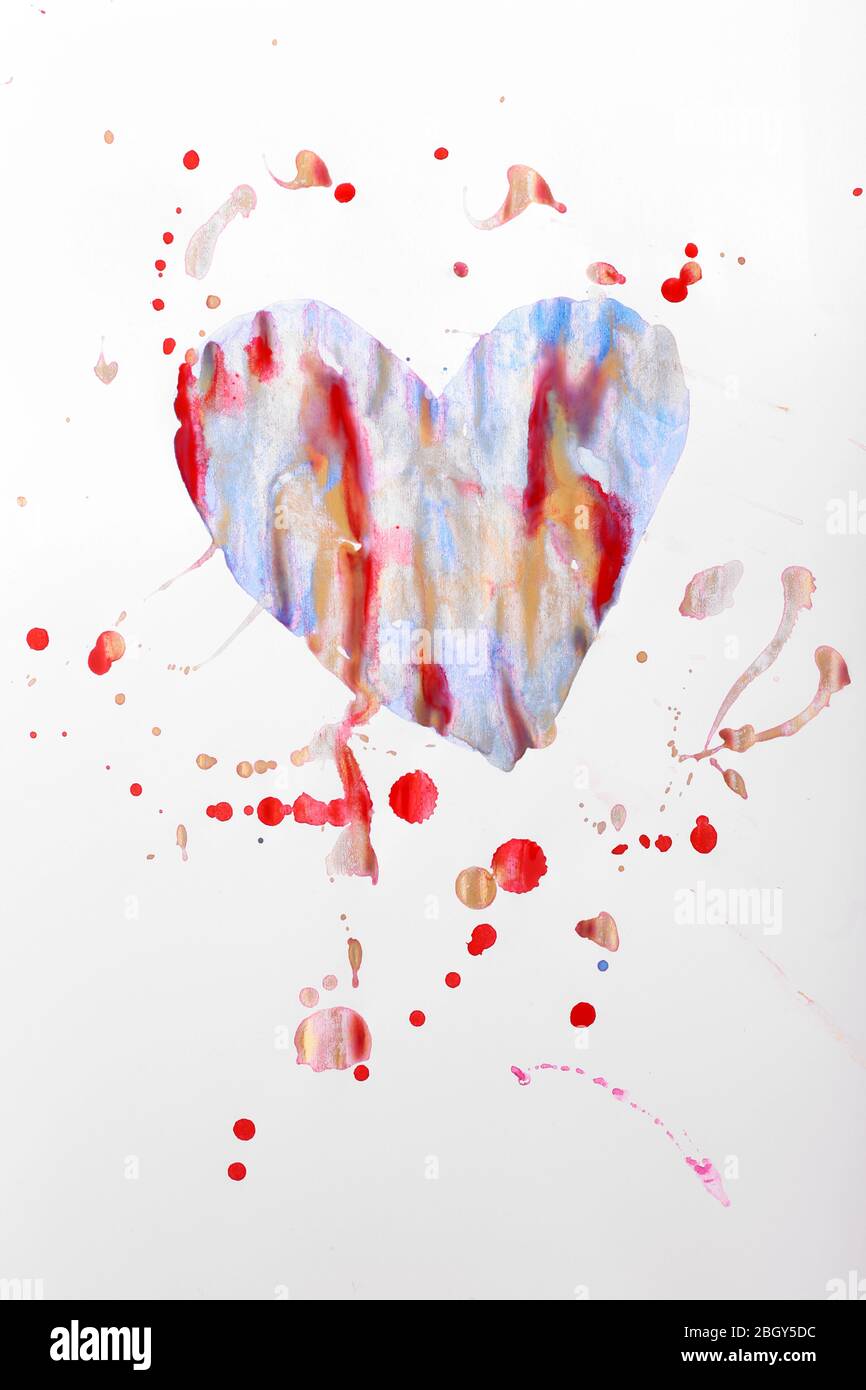 Painted heart shape isolated on white Stock Photo - Alamy