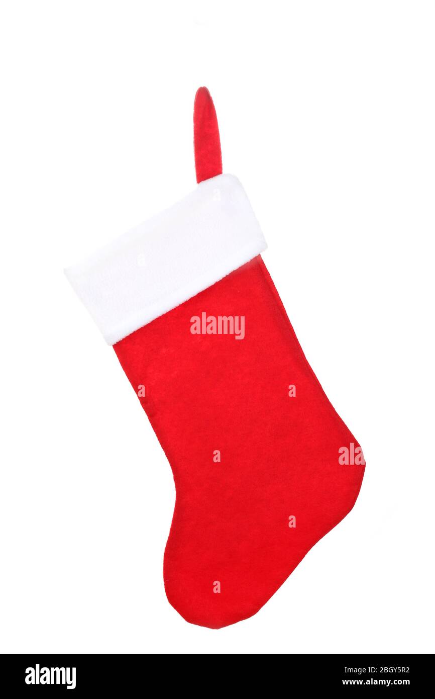 Santa red sock isolated on white Stock Photo - Alamy
