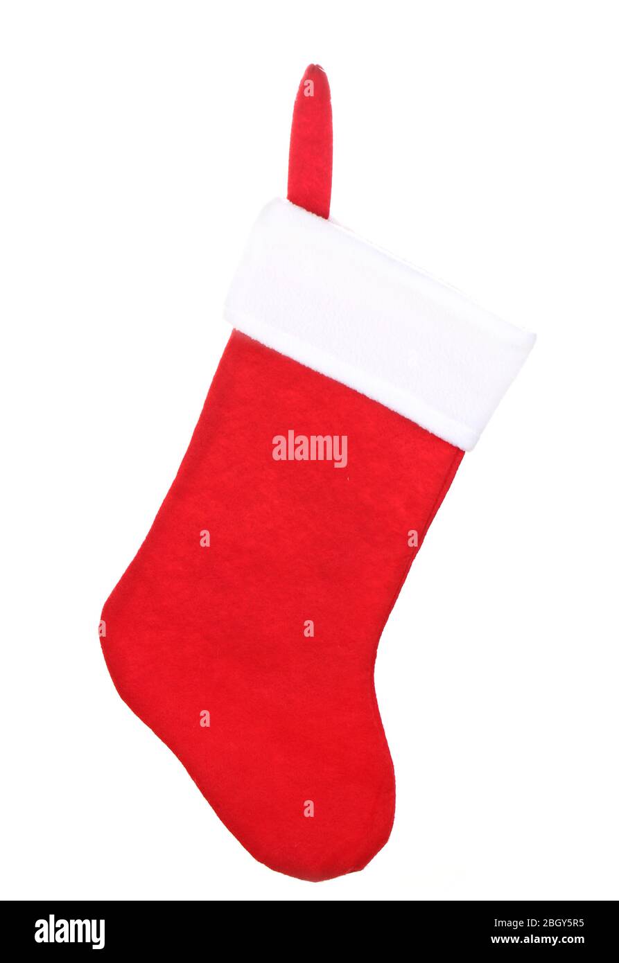 Santa red sock isolated on white Stock Photo - Alamy
