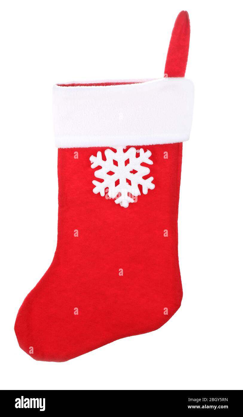 Santa red sock isolated on white Stock Photo - Alamy