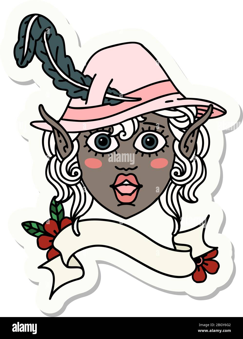Sticker Of A Elf Bard Character Face Stock Vector Image And Art Alamy