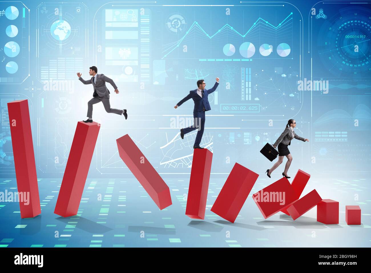 Business people in the collapsing economy concept Stock Photo - Alamy