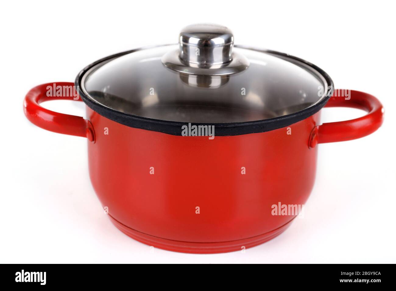 Enamel saucepan isolated on white background Stock Photo - Alamy