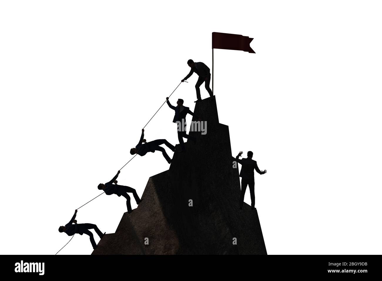Concept of teamwork with team climbing mountain Stock Photo - Alamy