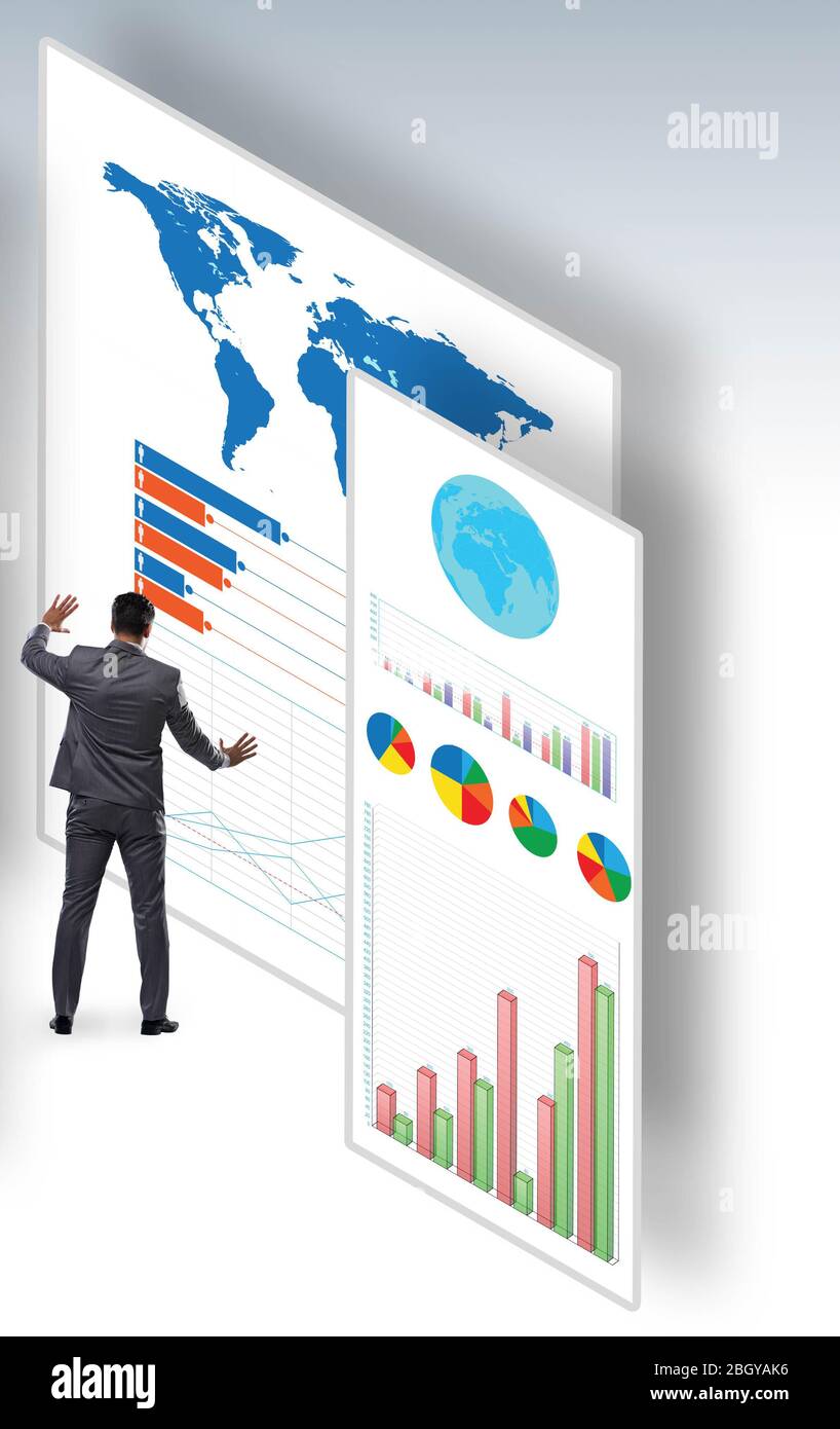 The businessman in business visualization and infographics concept ...