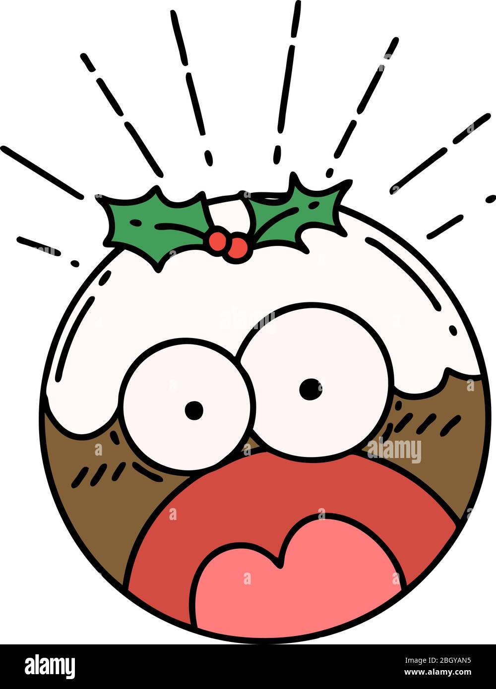 illustration of a traditional tattoo style shocked christmas pudding ...