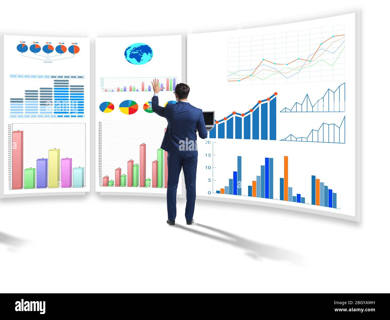 The businessman in business visualization and infographics concept ...