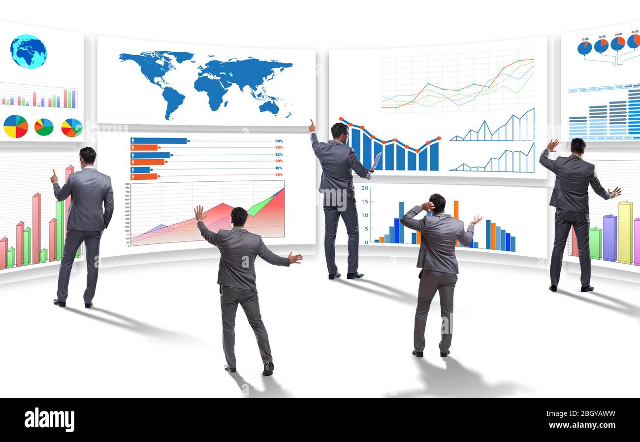 The businessman in business visualization and infographics concept ...