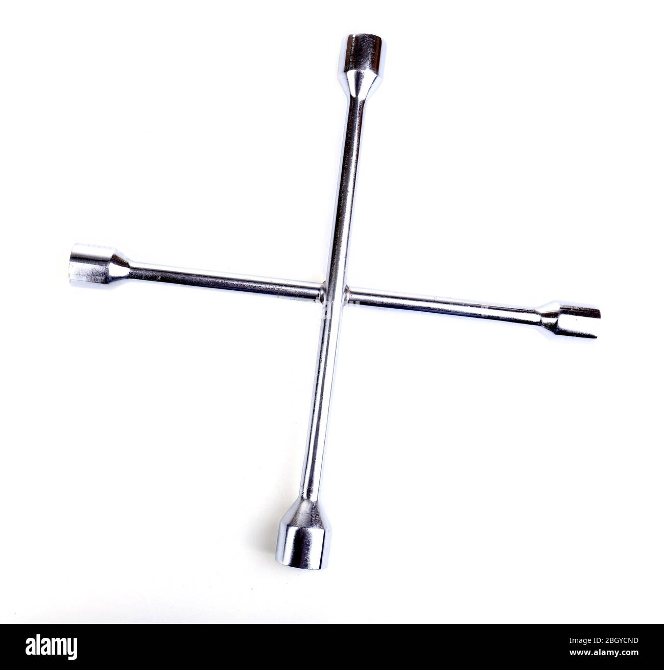 Lug wrench (four way wheel wrench) isolated on white Stock Photo - Alamy