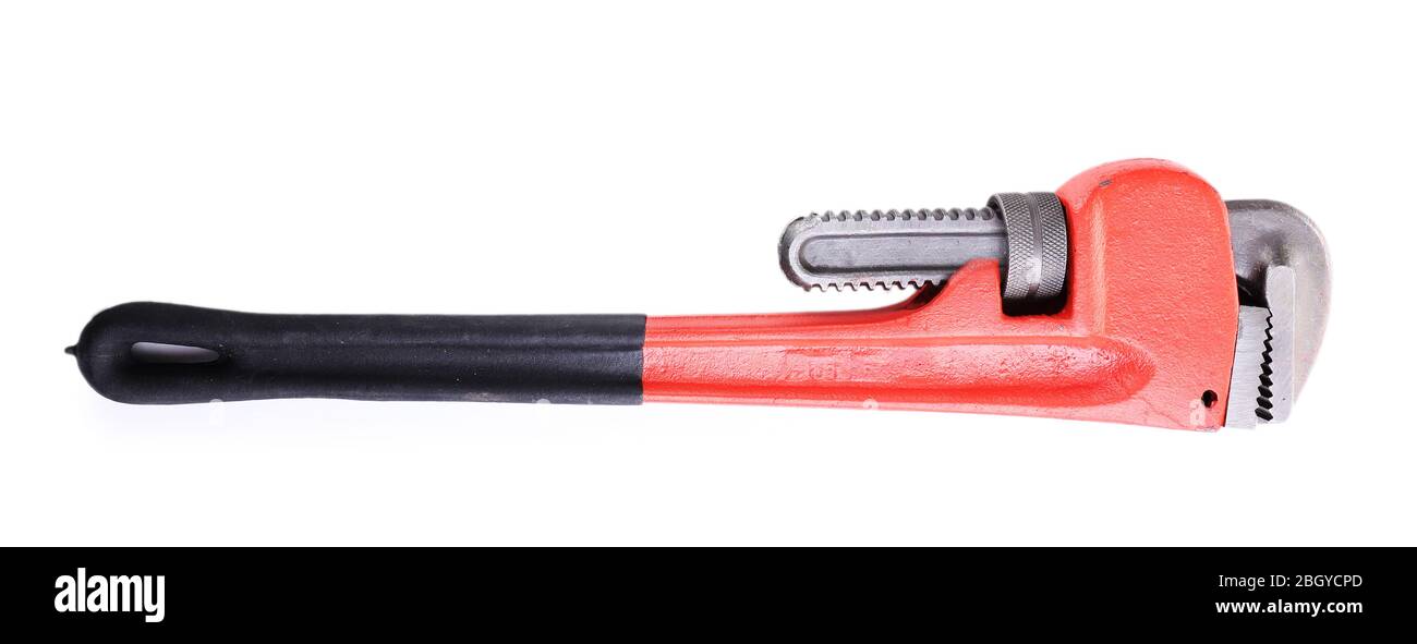 Pipe wrench isolated on white Stock Photo - Alamy
