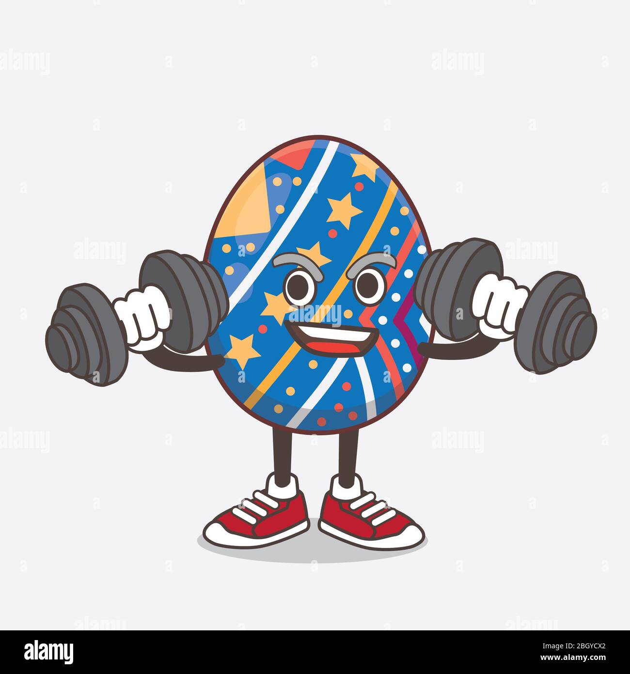An illustration of Easter Egg cartoon mascot character on fitness ...