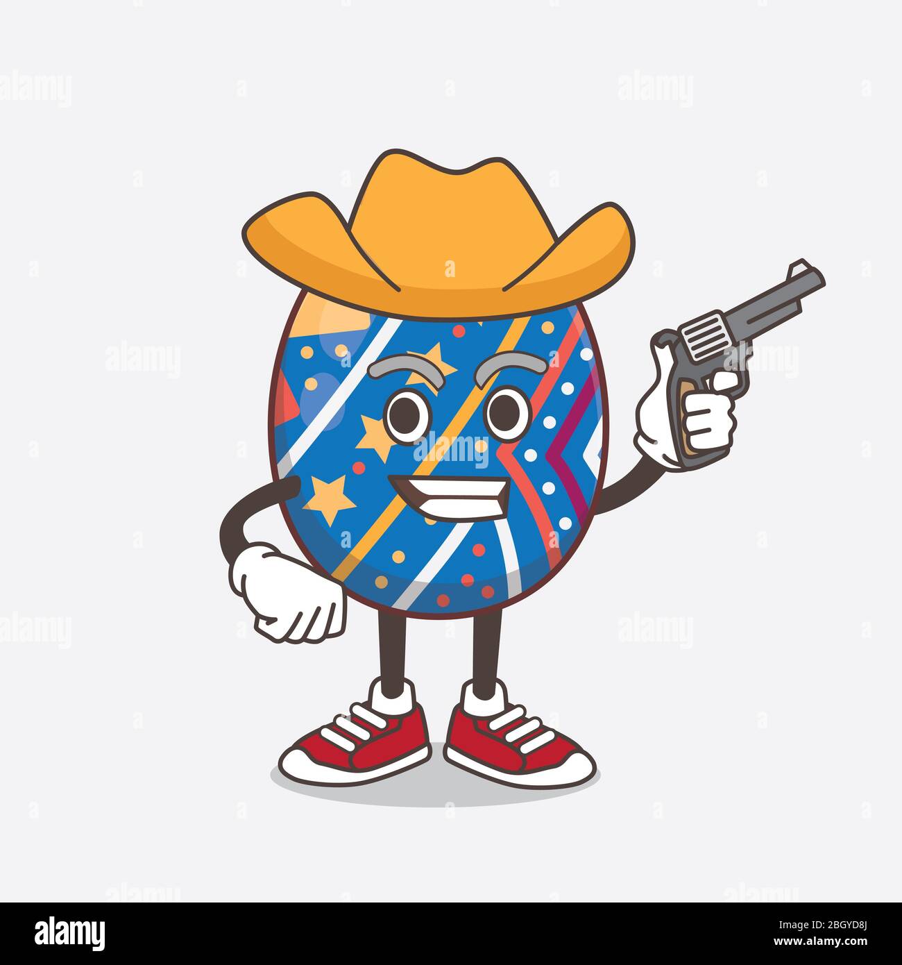 An illustration of Easter Egg cartoon mascot character holding gun ...