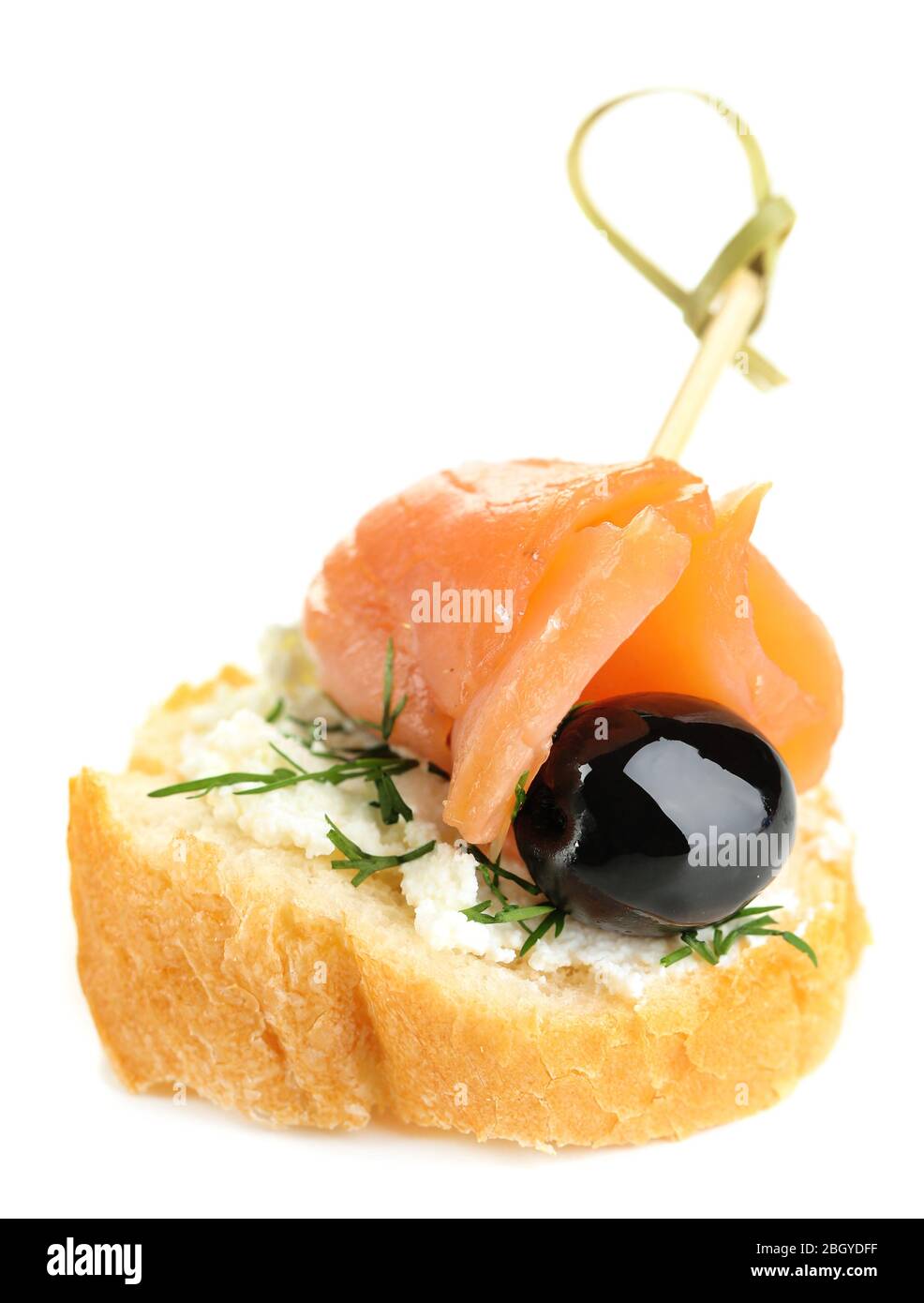 Canape salmon isolated on white Stock Photo - Alamy