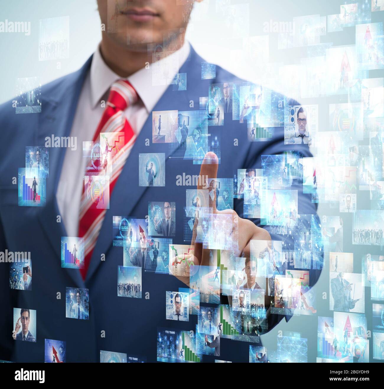 The collage of photos with businessman Stock Photo - Alamy