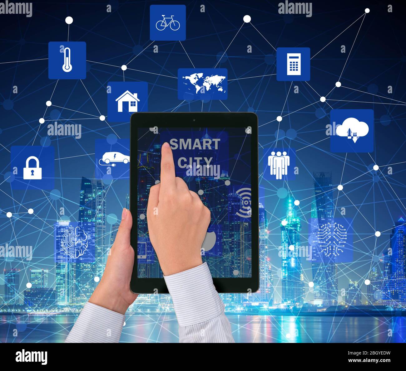 The smart city in innovation concept Stock Photo - Alamy