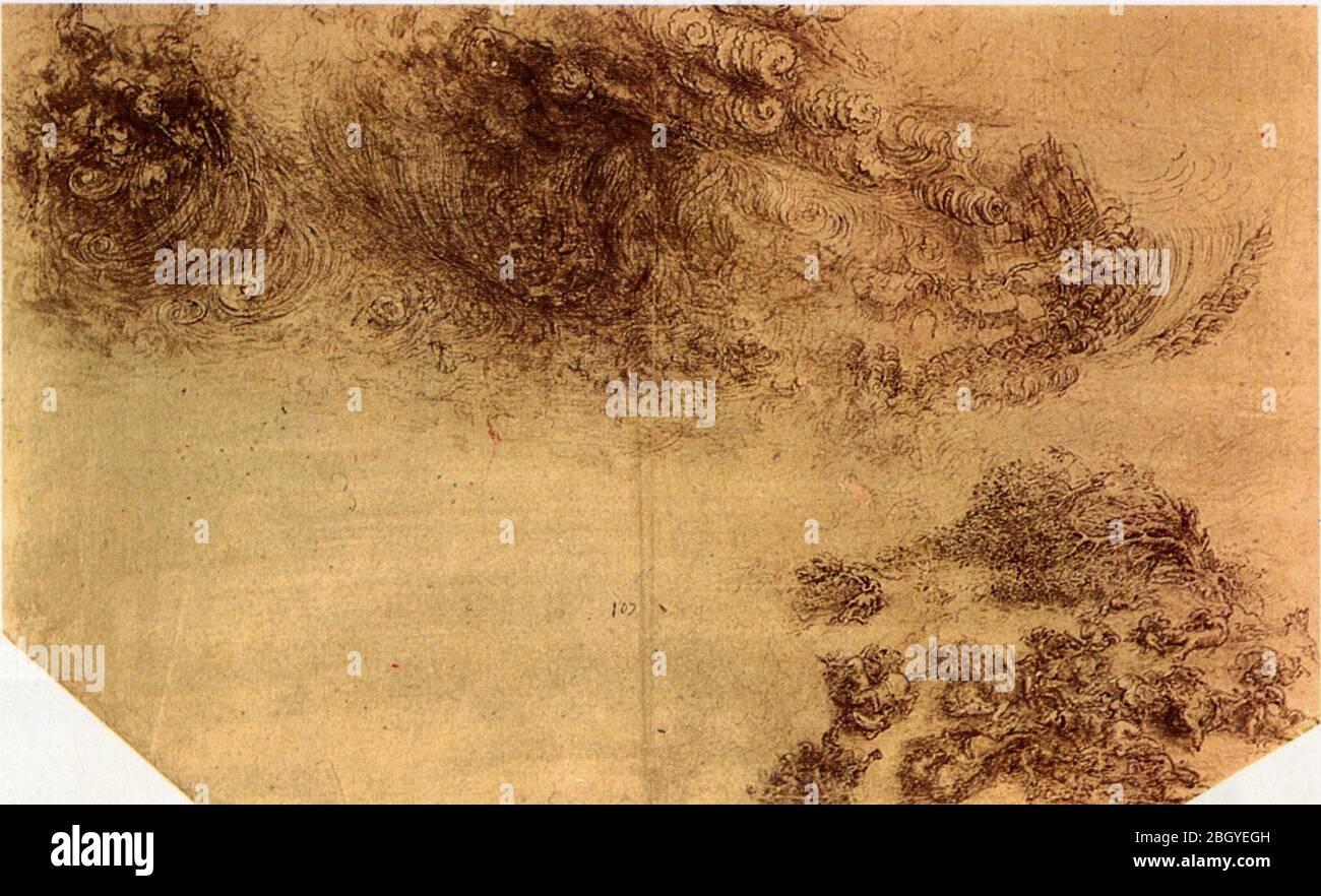Leonardo da Vinci. Dessin d'un déluge. 1514 Stock Photo - Alamy