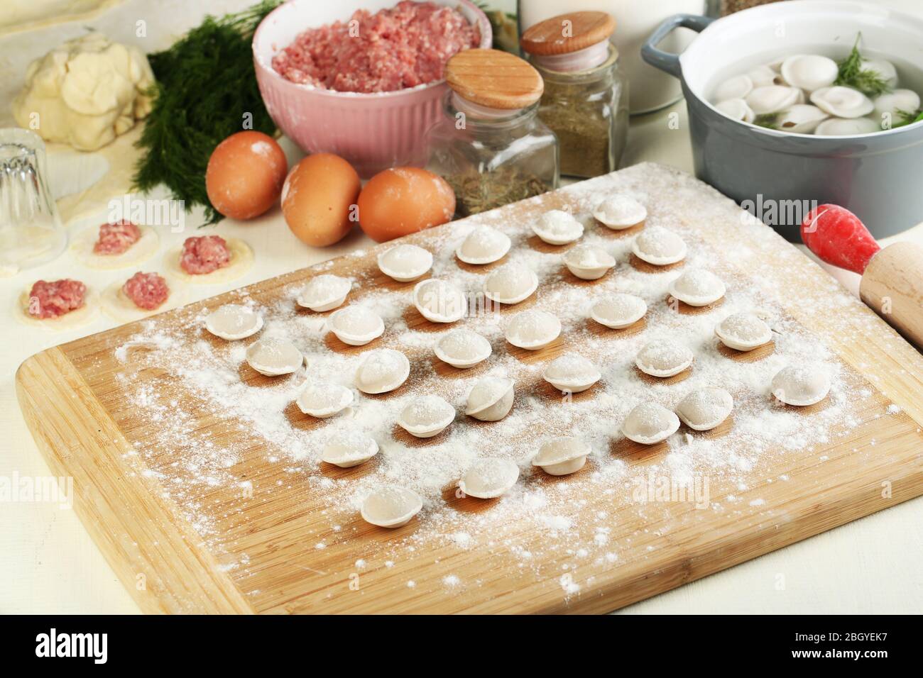 Cooking dumplings close-up Stock Photo - Alamy