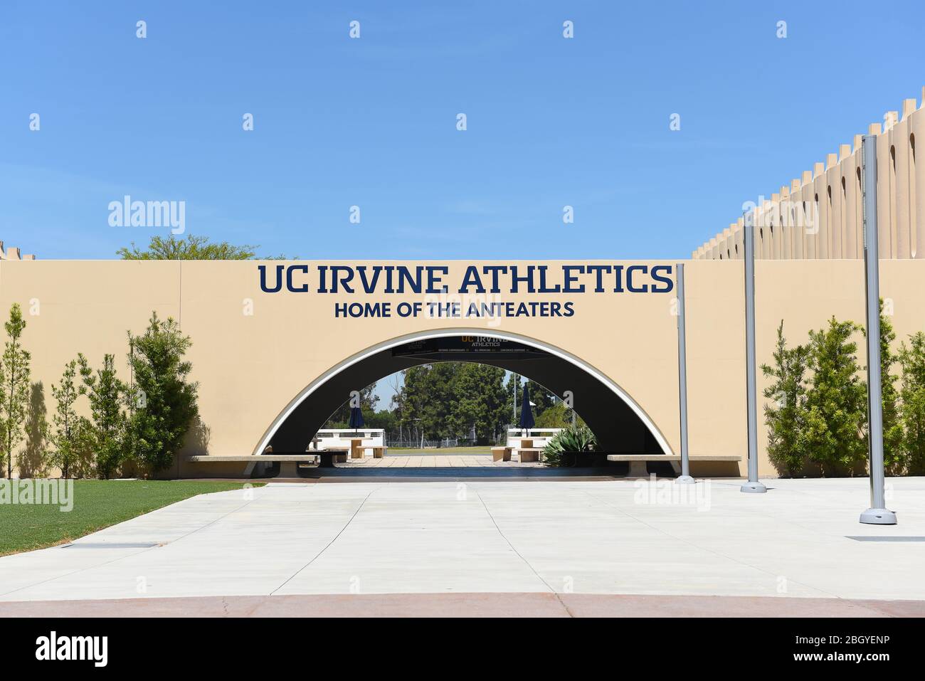 IRVINE, CALIFORNIA - 22 APRIL 2020: UC Irvine Athletics sign at ...