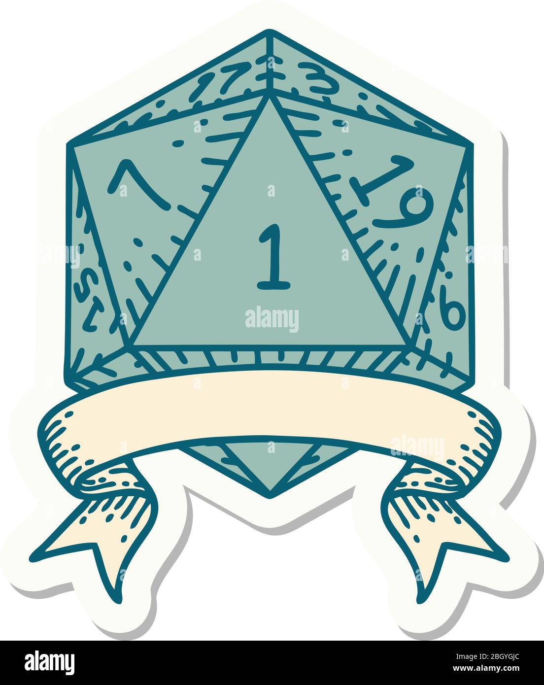 sticker of a natural one d20 dice roll Stock Vector Image & Art - Alamy
