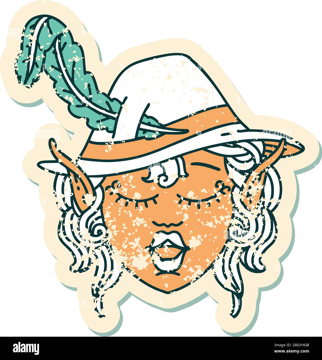 Retro Tattoo Style elf bard character face Stock Vector Image & Art - Alamy