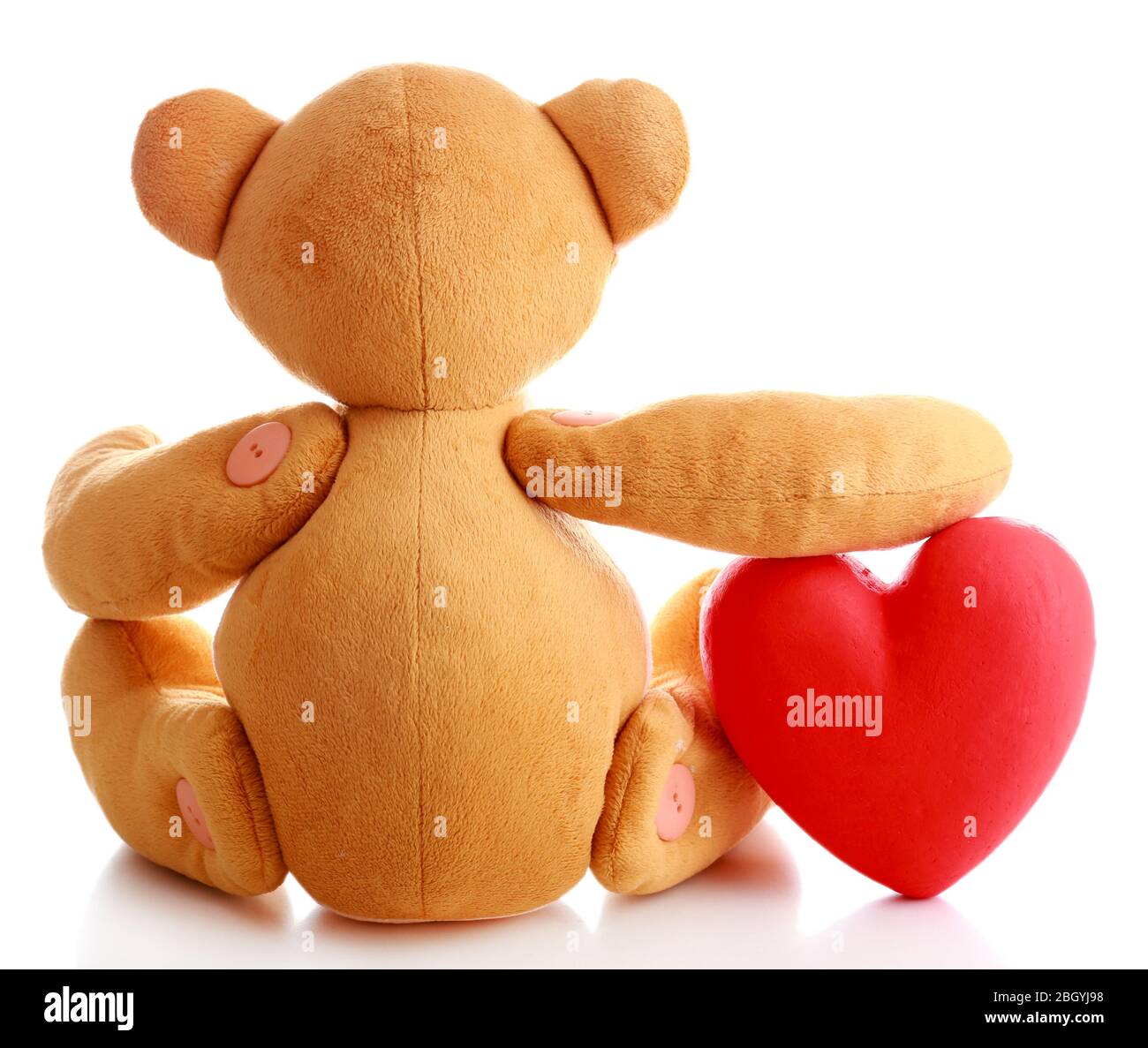 Teddy Bear with red heart isolated on white Stock Photo - Alamy