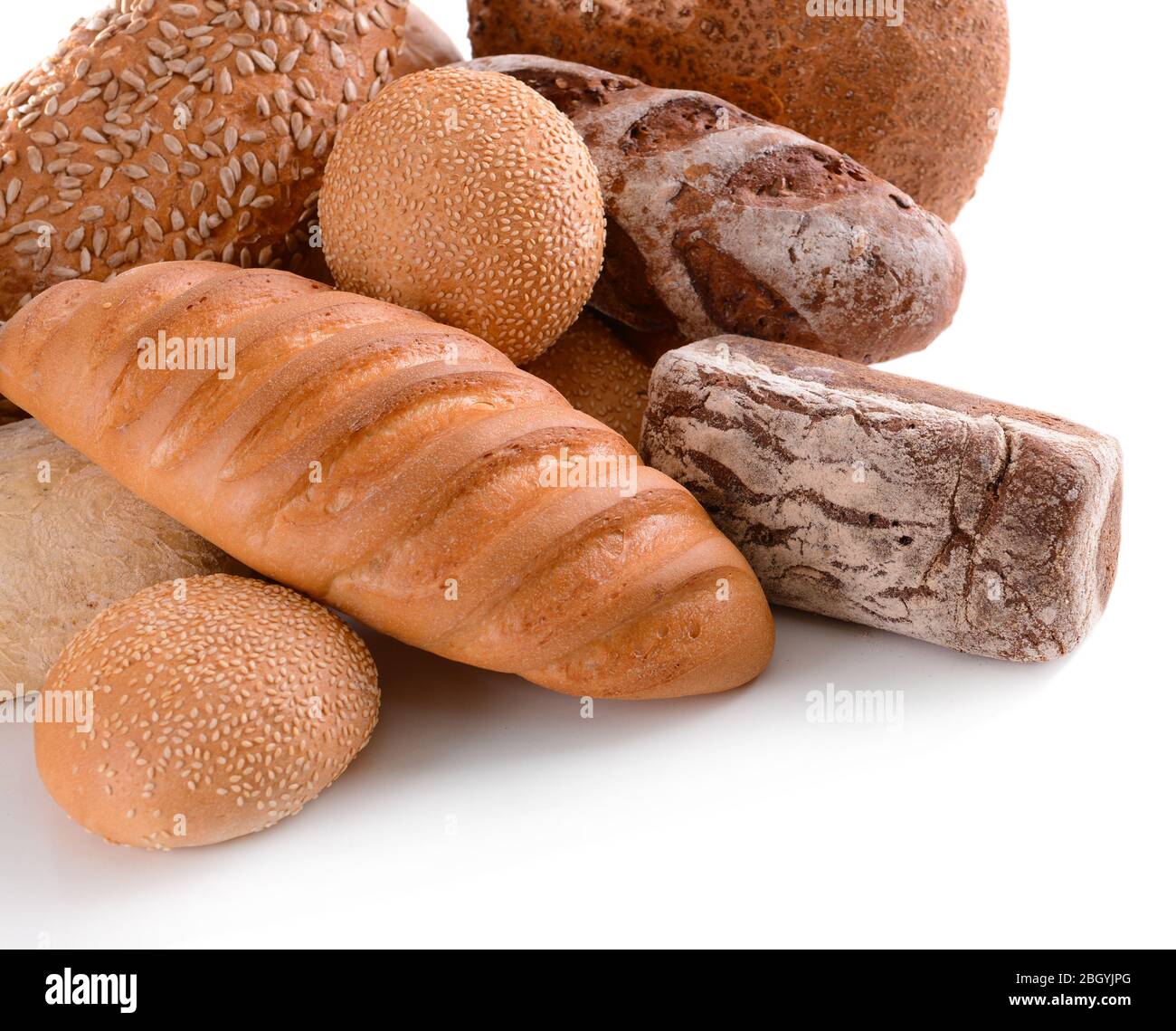 Different bread isolated on white Stock Photo - Alamy