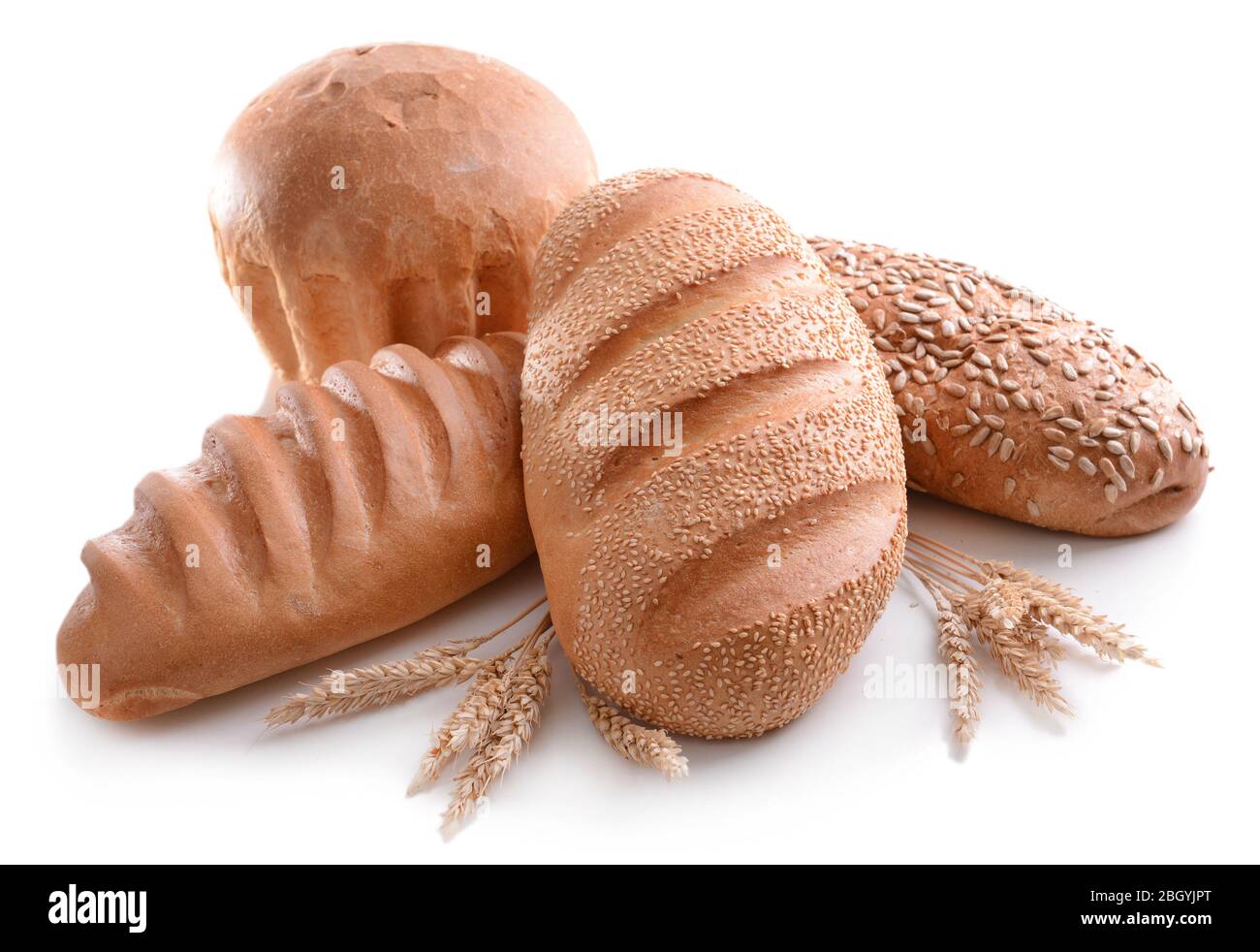 Different bread isolated on white Stock Photo - Alamy