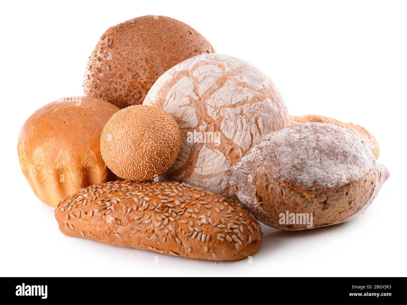 Different bread isolated on white Stock Photo - Alamy