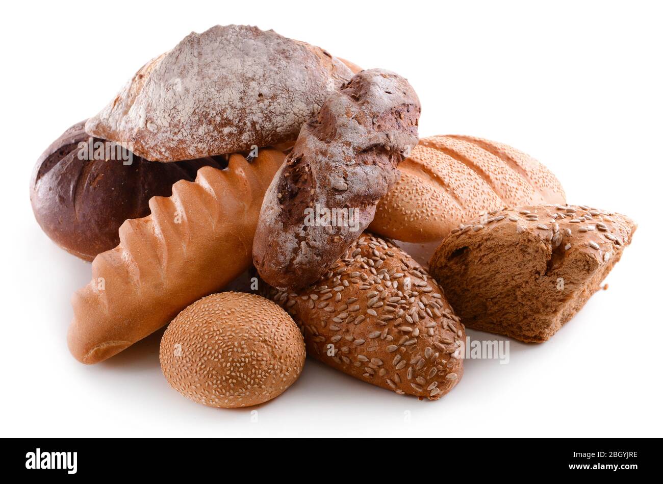Different bread isolated on white Stock Photo - Alamy