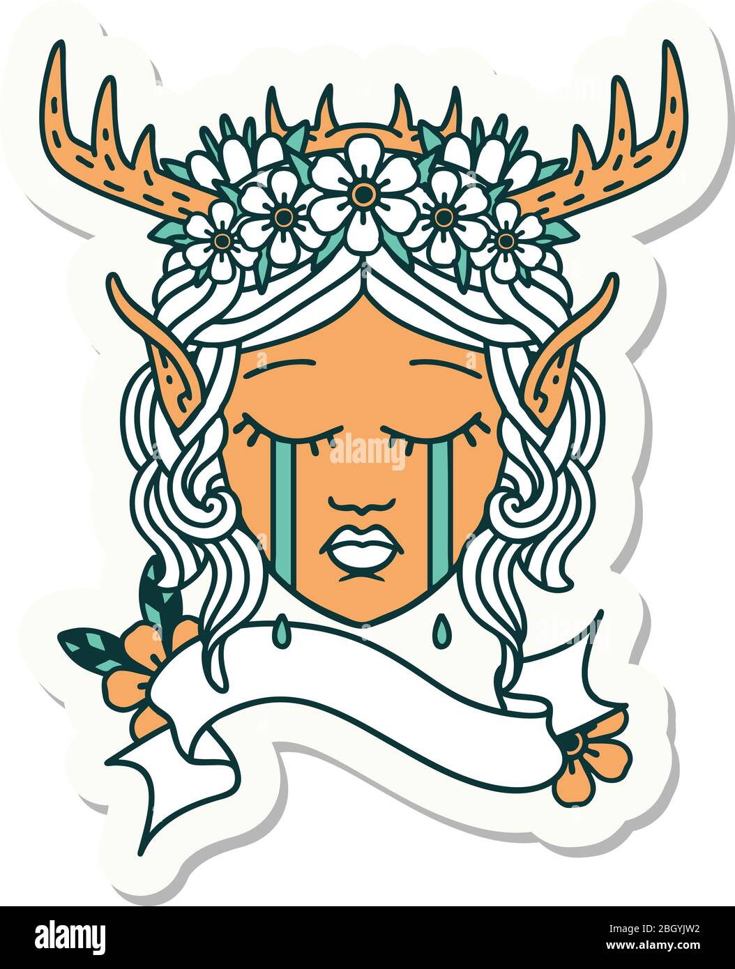sticker of a sad elf druid character face Stock Vector Image & Art - Alamy