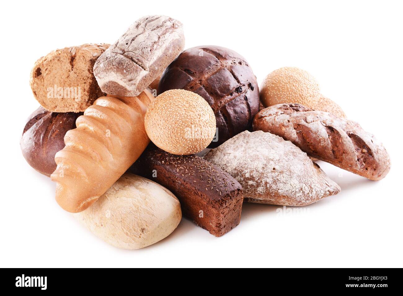 Different bread isolated on white Stock Photo - Alamy