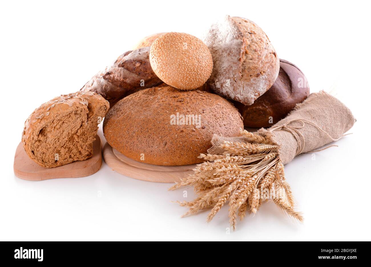 Different bread isolated on white Stock Photo - Alamy