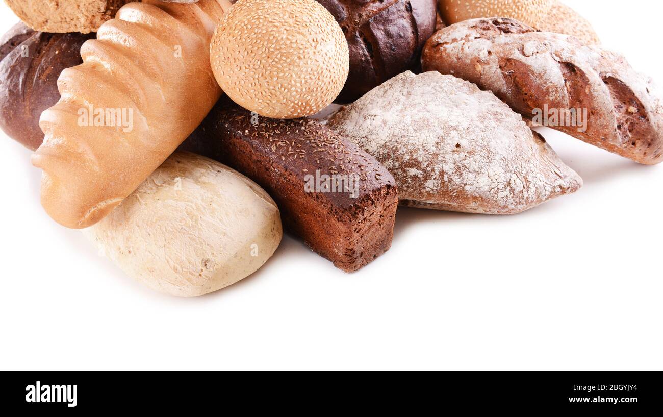 Different bread isolated on white Stock Photo - Alamy