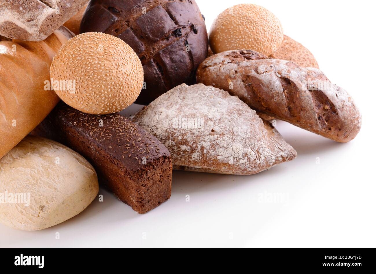 Different bread isolated on white Stock Photo - Alamy