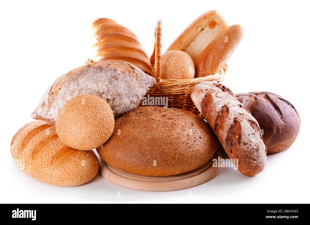 Different bread isolated on white Stock Photo - Alamy
