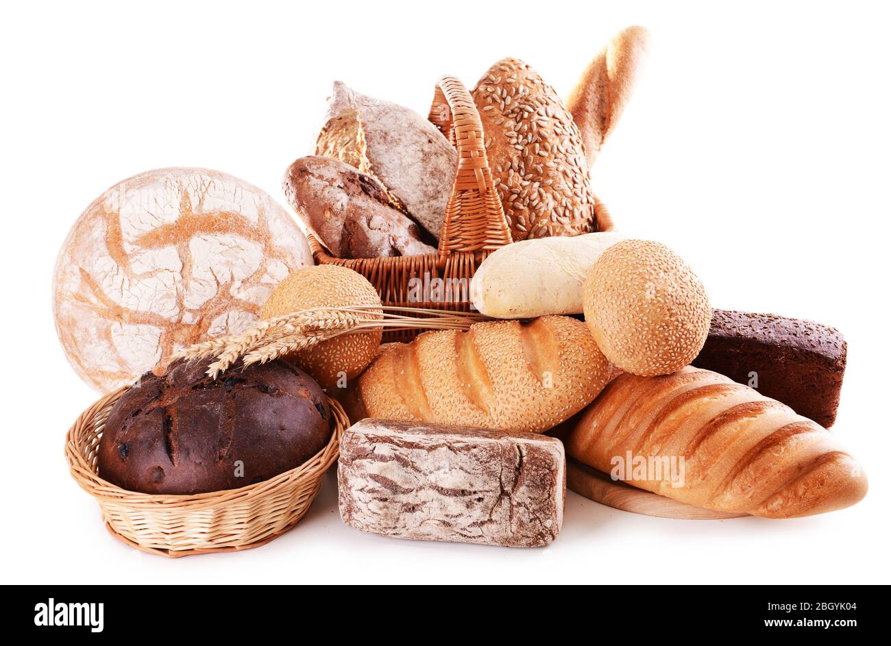 Different bread isolated on white Stock Photo - Alamy