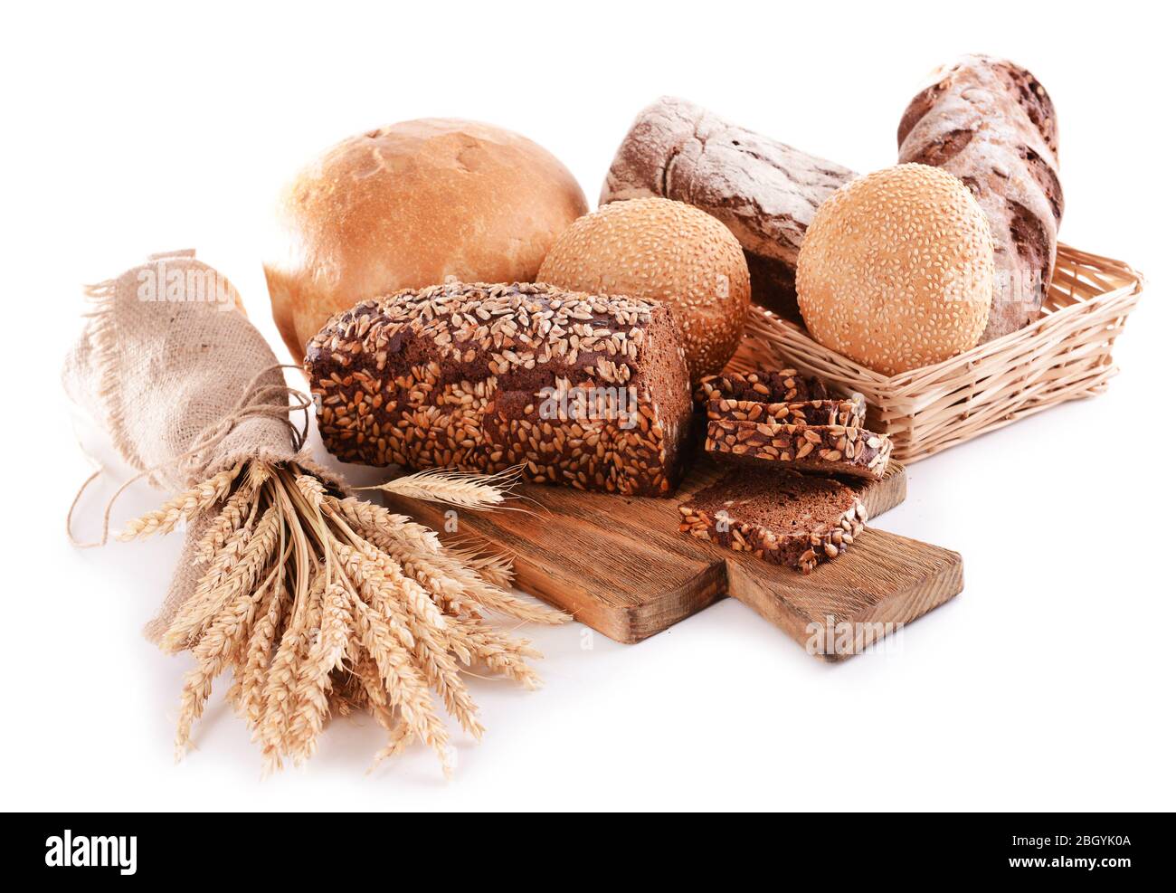 Different bread isolated on white Stock Photo - Alamy